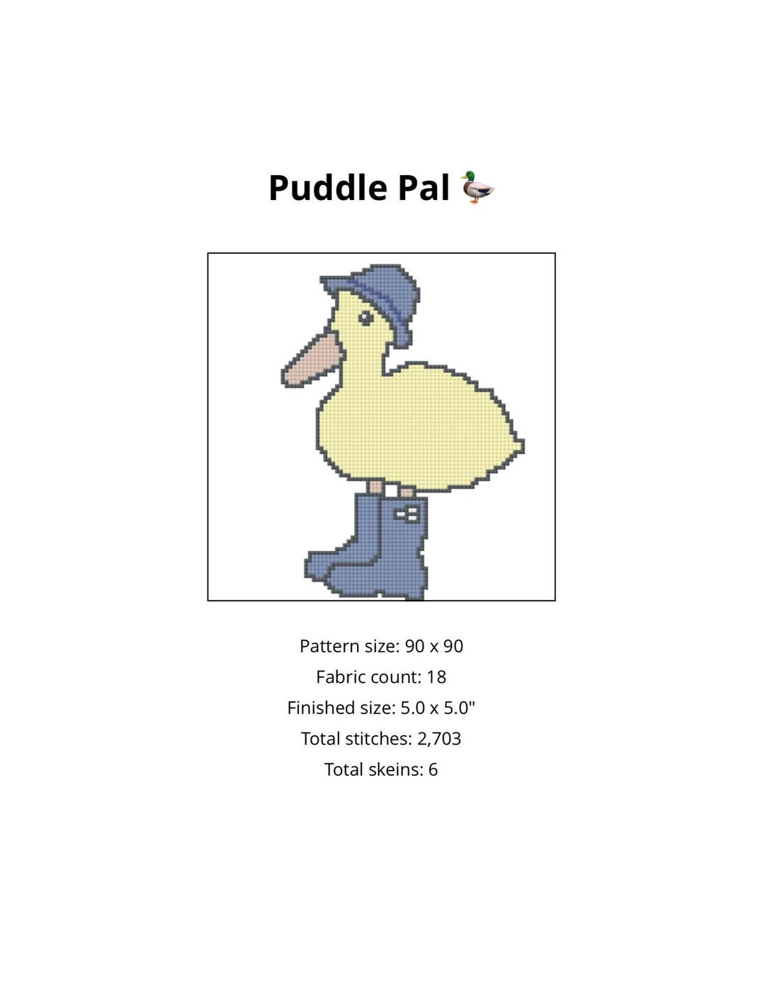 Rainy Day Duck Needlepoint Pattern PDF | 18 Mesh Canvas | Whimsical ...