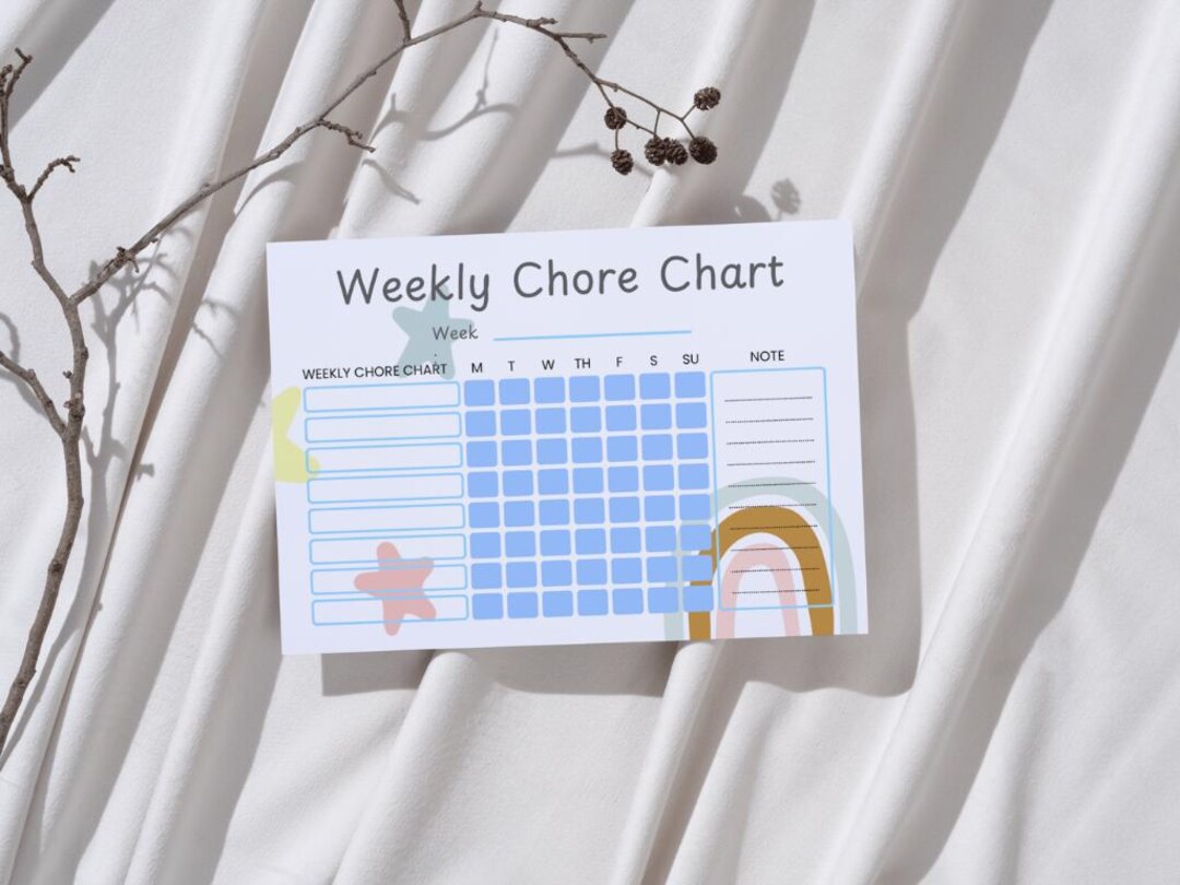 Weekly Chore Chart Printable: Rainbow Design, Kids & Family Organizer ...