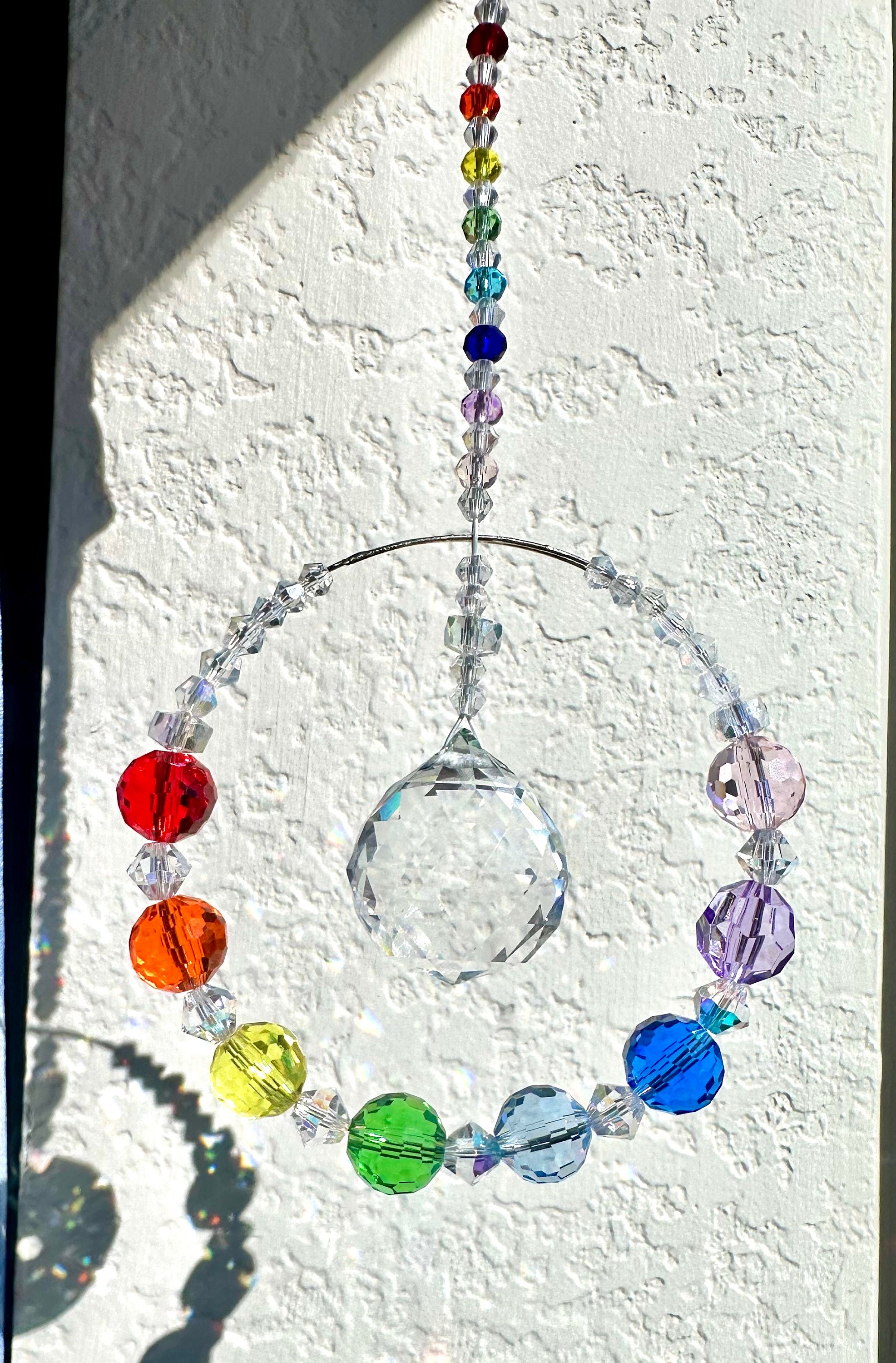 Rainbow Beaded Sun Catcher for Rearview Mirror - Etsy
