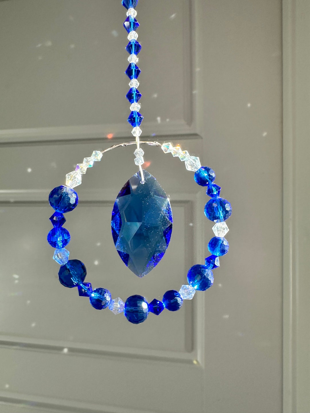 Blue Sapphire Beaded Sun Catcher for Rearview Mirror - Etsy