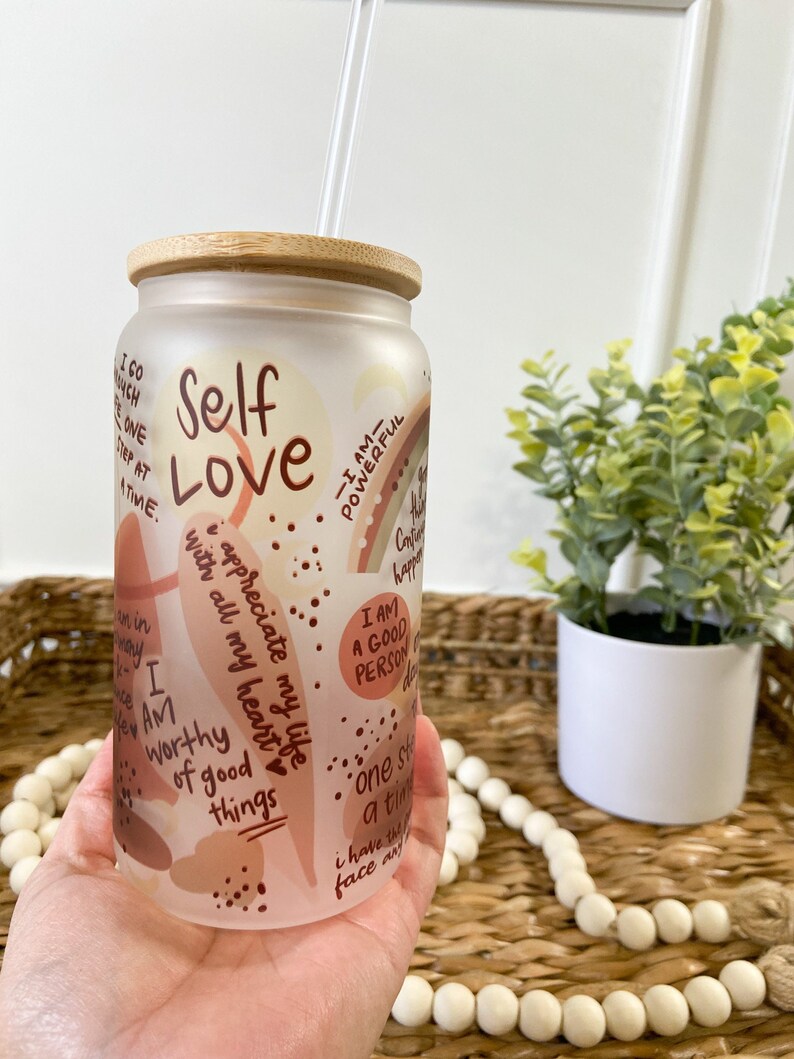 Daily Reminder Affirmations / Iced Coffee Glass Cup / - Etsy