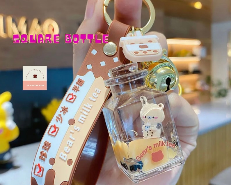 Cute Boba Keychain Bubble Tea Key Ring Key Shaker Keychain - Etsy