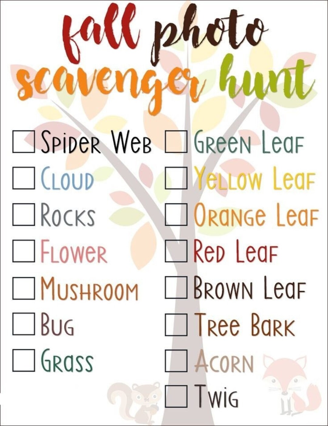 Fall Scavenger Hunt - Etsy