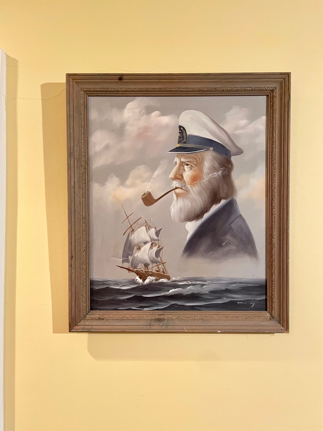 Vintage Painting - A Captain and His Ship - Etsy