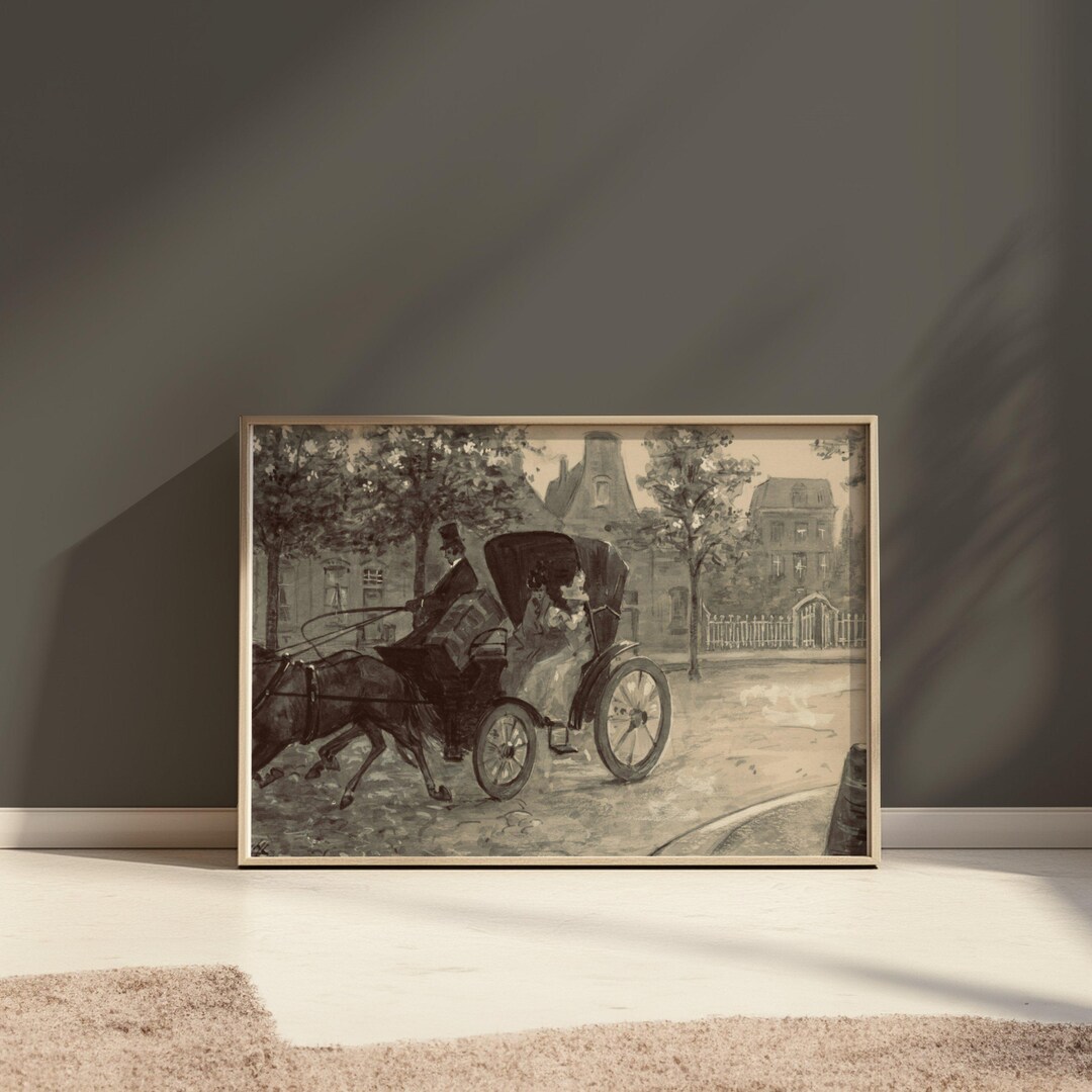 Vintage Carriage Ride Poster, Romantic Horse Drawn Carriage Print ...