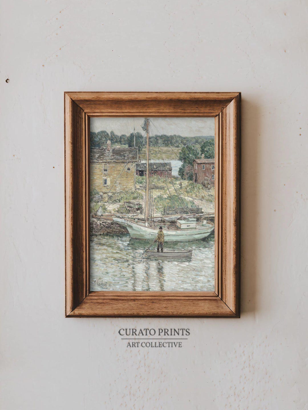 Vintage Nautical Harbor Scene Printable Wall Art, Maritime Fine Art ...
