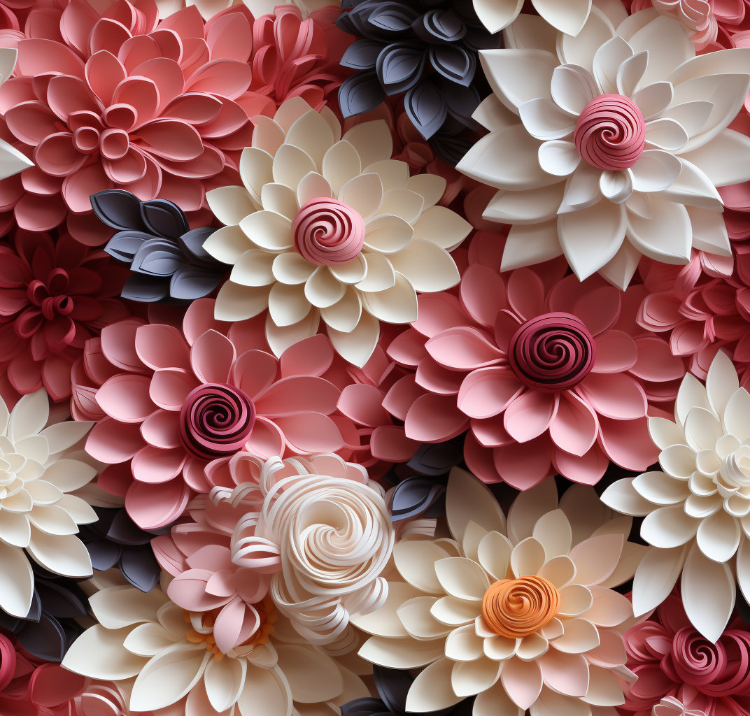 180 3D Floral Seamless Design Digital Paper Rolled Flower SVG - Etsy
