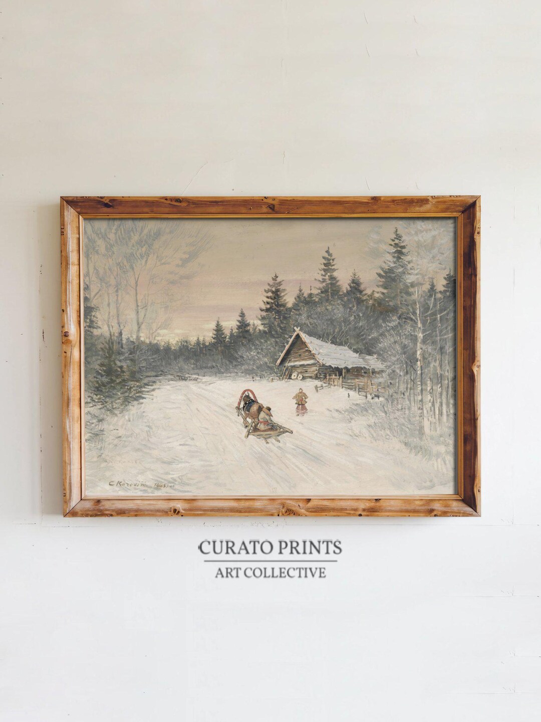 Winter Cabin Snowy Landscape Poster, Rustic Lodge Wall Art, Christmas ...