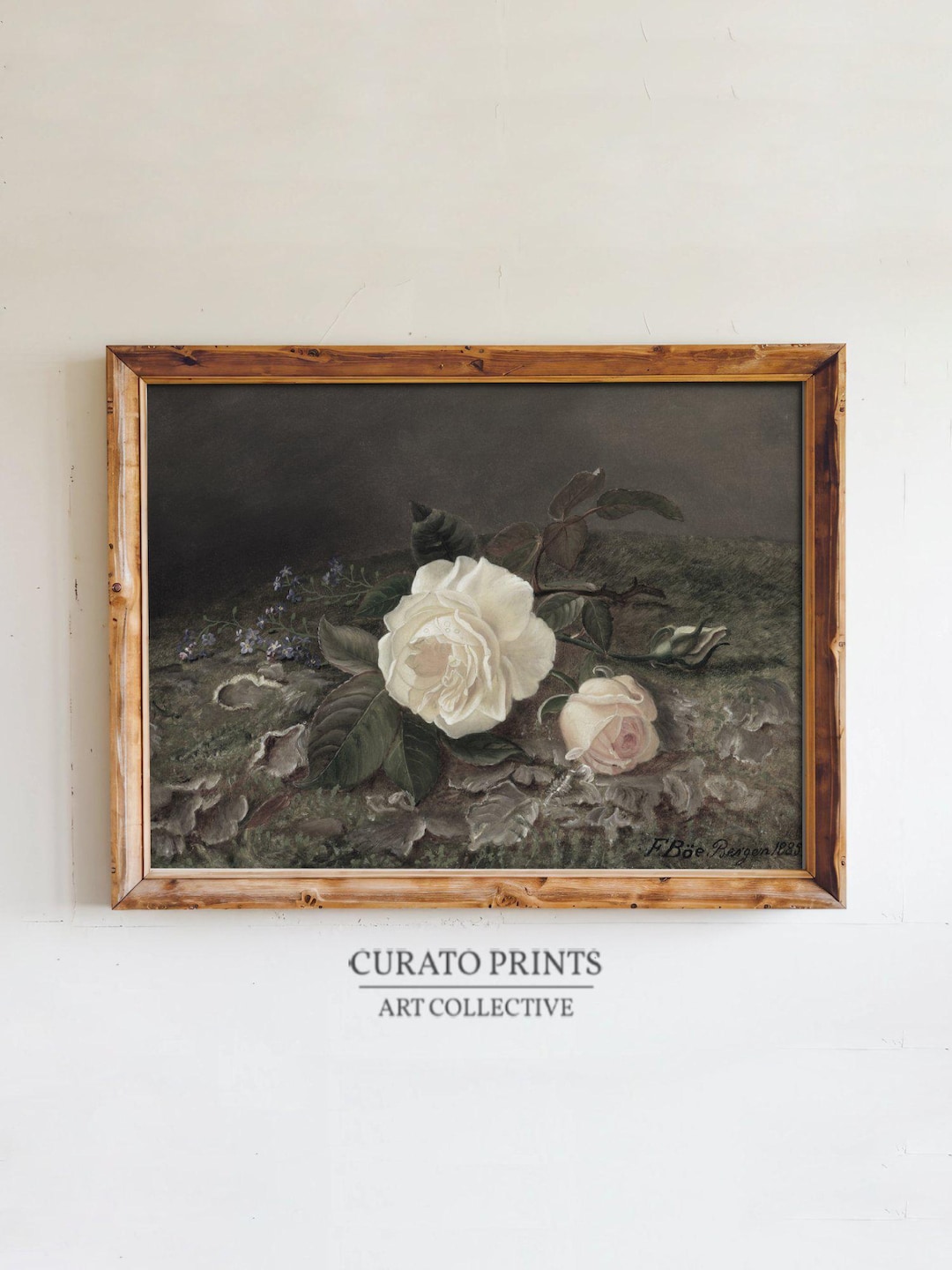 Vintage White Roses Art Print, Victorian Era Floral Illustration ...