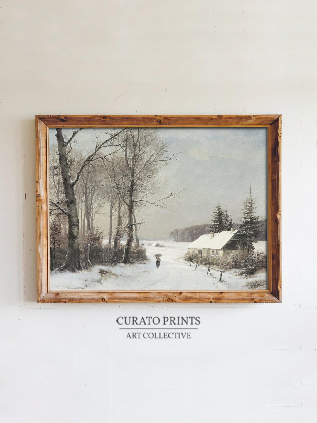 Winter Landscape Poster, Snowy Country Road Art Print, Cottage Wall ...