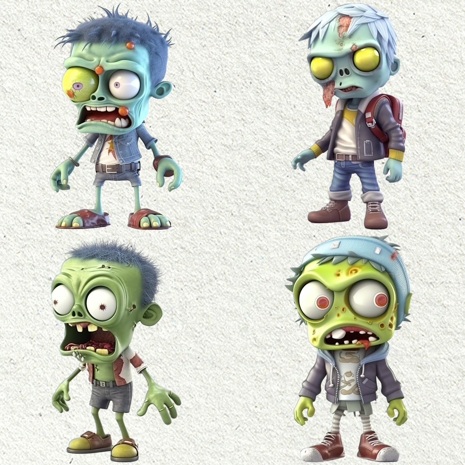Zombie Clipart Transparent Backgrounds Png Bundle Card - Etsy