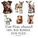 140 Cute Farm Animal Clipart SVG, Bundle, Farm Animals Watercolor ...