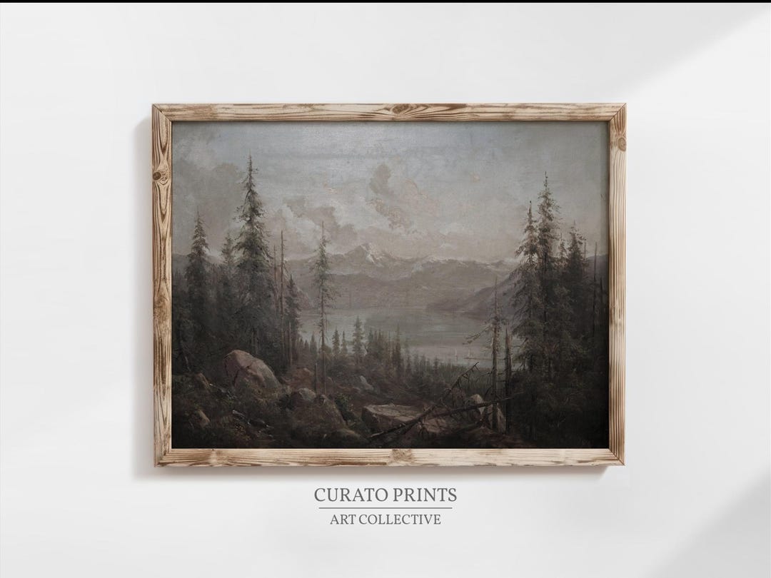 Vintage Landscape Poster Art, Antique Nature Wall Decor, Forest and ...