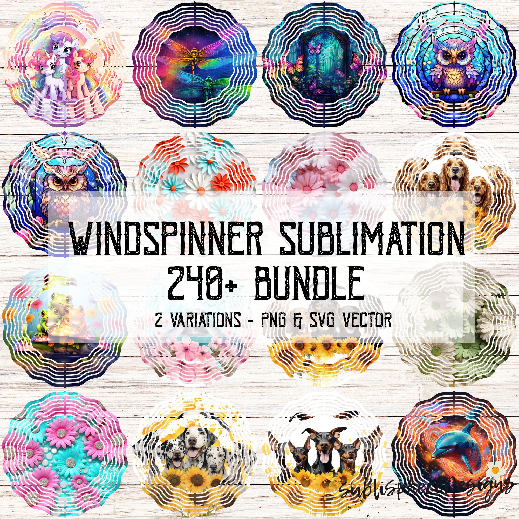 240 PNG SVG Wind Spinner Sublimation Design Download, Wind Spinner Designs, Windspinner Round ...