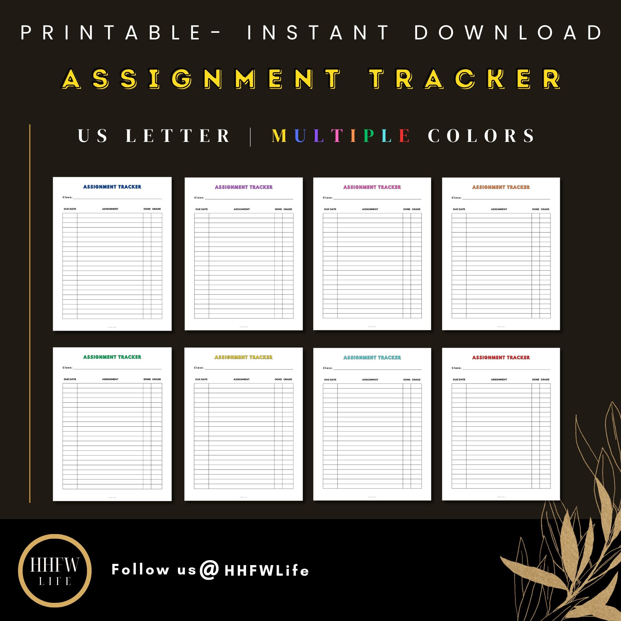 Printable Assignment Tracker for Students | Homework Organization | 10 ...