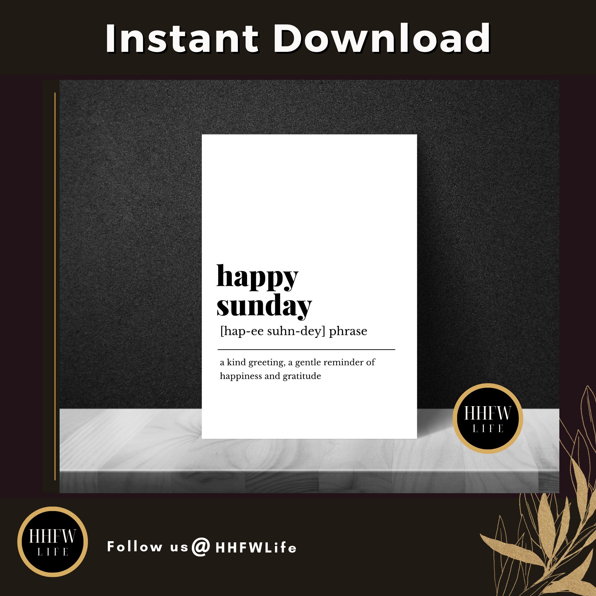 Happy Sunday Definition Print Quote | Printable Wall Art | Happy Home ...