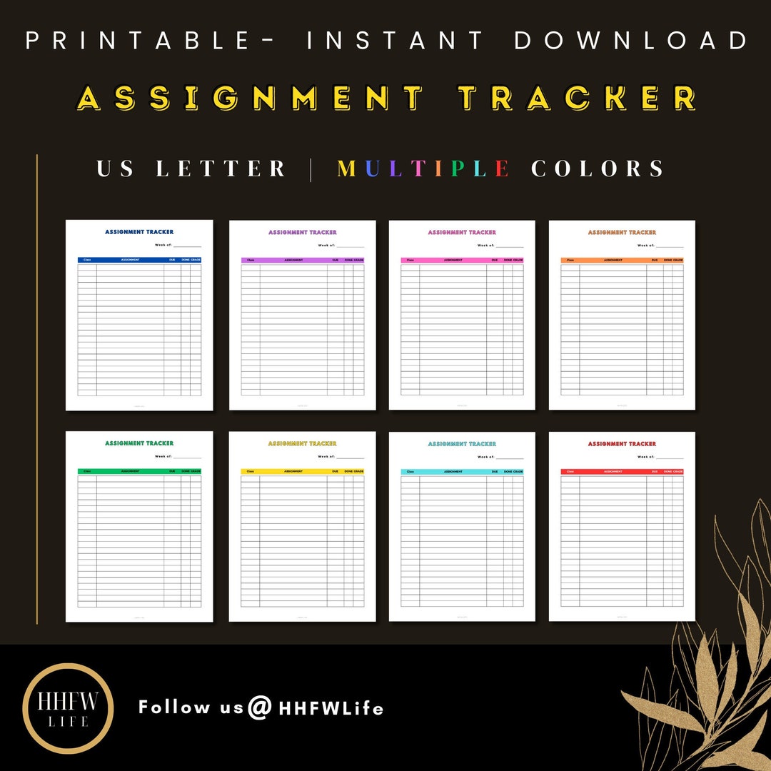 Printable Weekly Assignment Tracker for Students | Teens | Homework ...