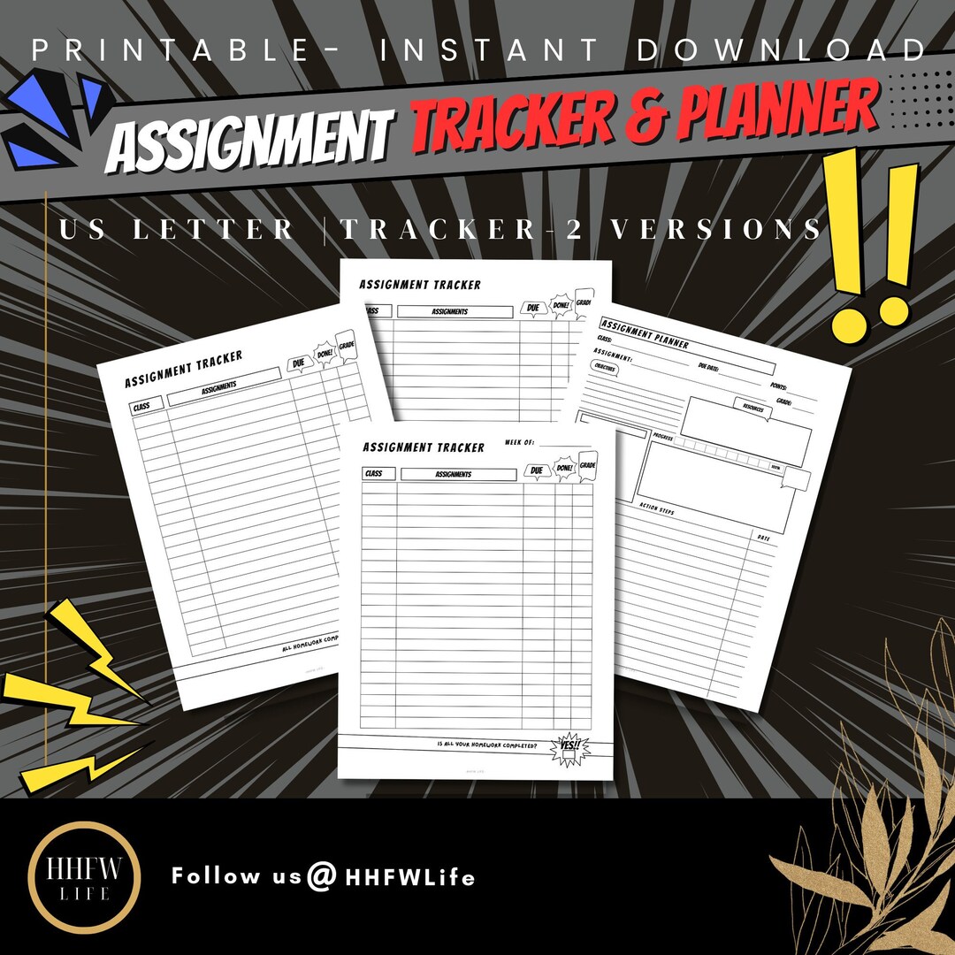 Printable Comic Book Style Assignment Tracker for Students | Superhero ...