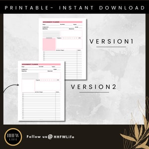 Printable Assignment Tracker for Students | College | Homework ...