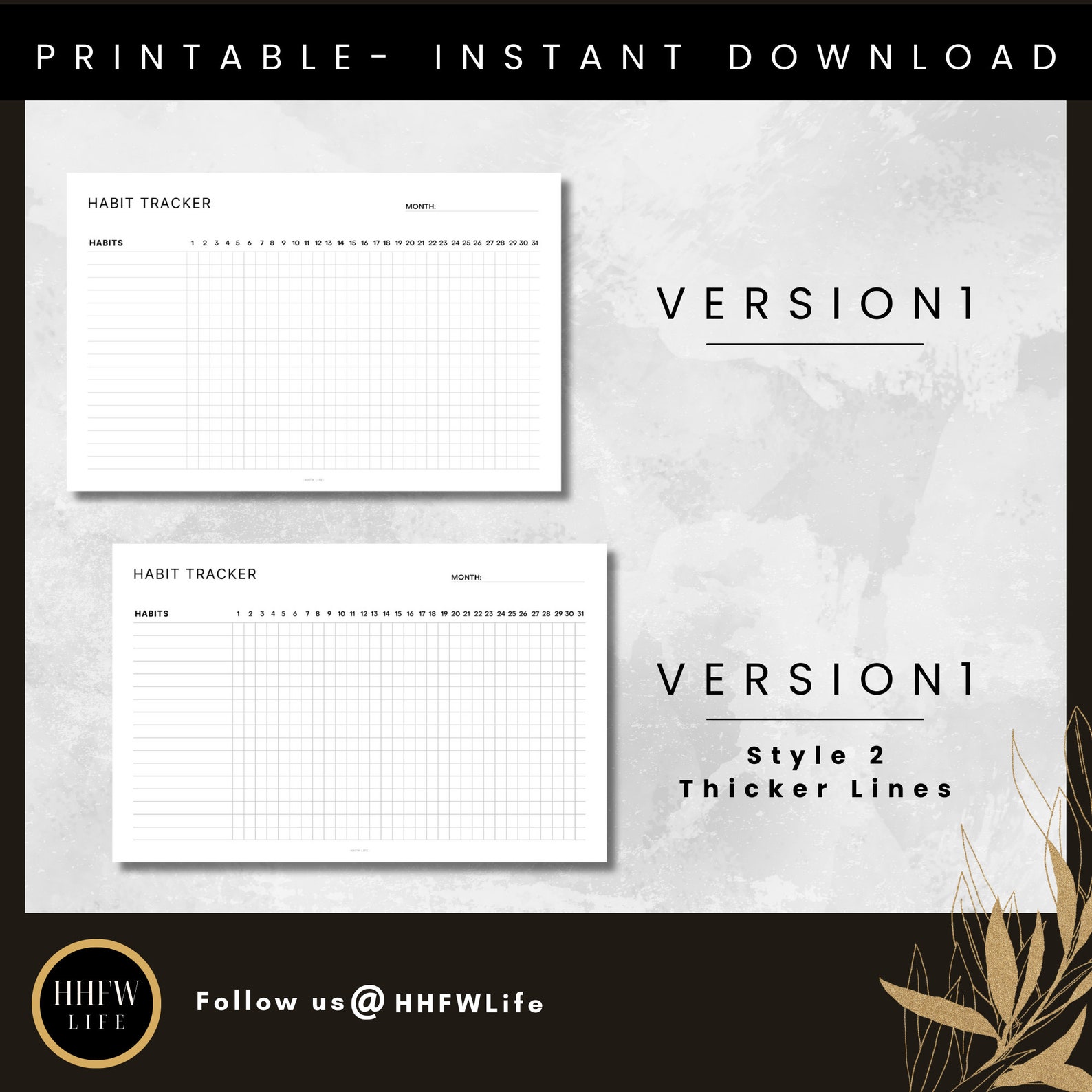Printable Monthly Habit Tracker Landscape | Routine Tracker Template ...