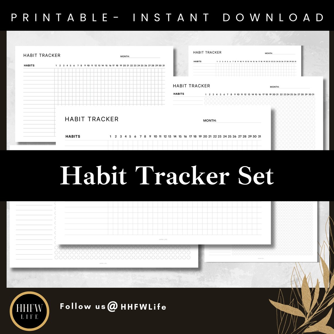 Printable Monthly Habit Tracker Landscape Routine Tracker Template ...