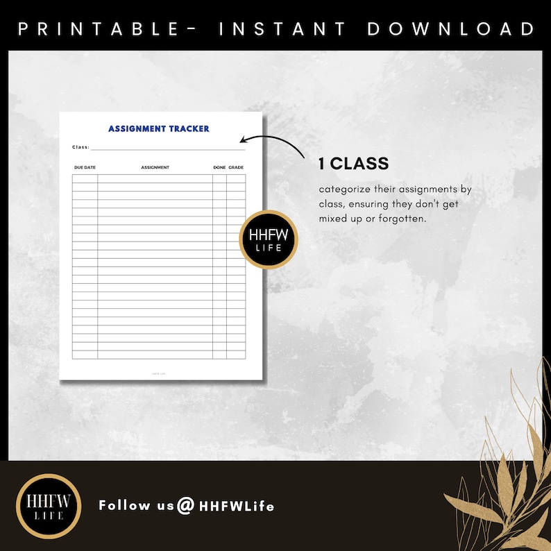 Printable Assignment Tracker for Students | Teens | Homework ...