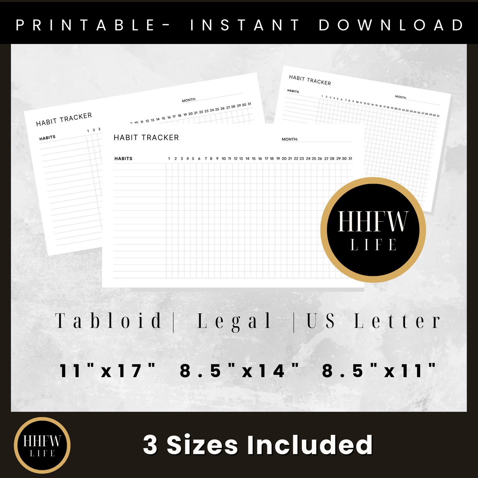 Printable Monthly Habit Tracker Landscape Track Habits Daily - Etsy