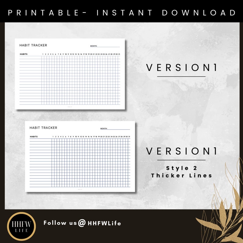 Printable Monthly Habit Tracker Landscape | Routine Tracker Template ...