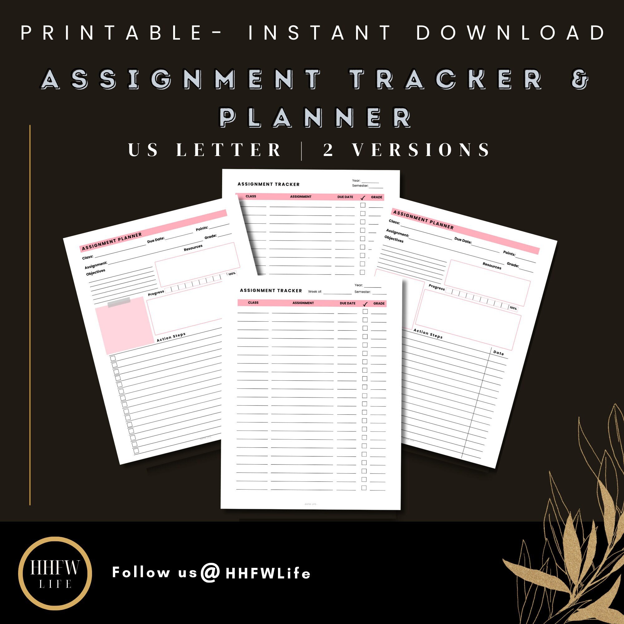 Printable Assignment Tracker for Students | College | Homework ...