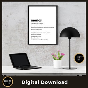Money Definition Print Quote | Printable Wall Art | Abundance Money ...