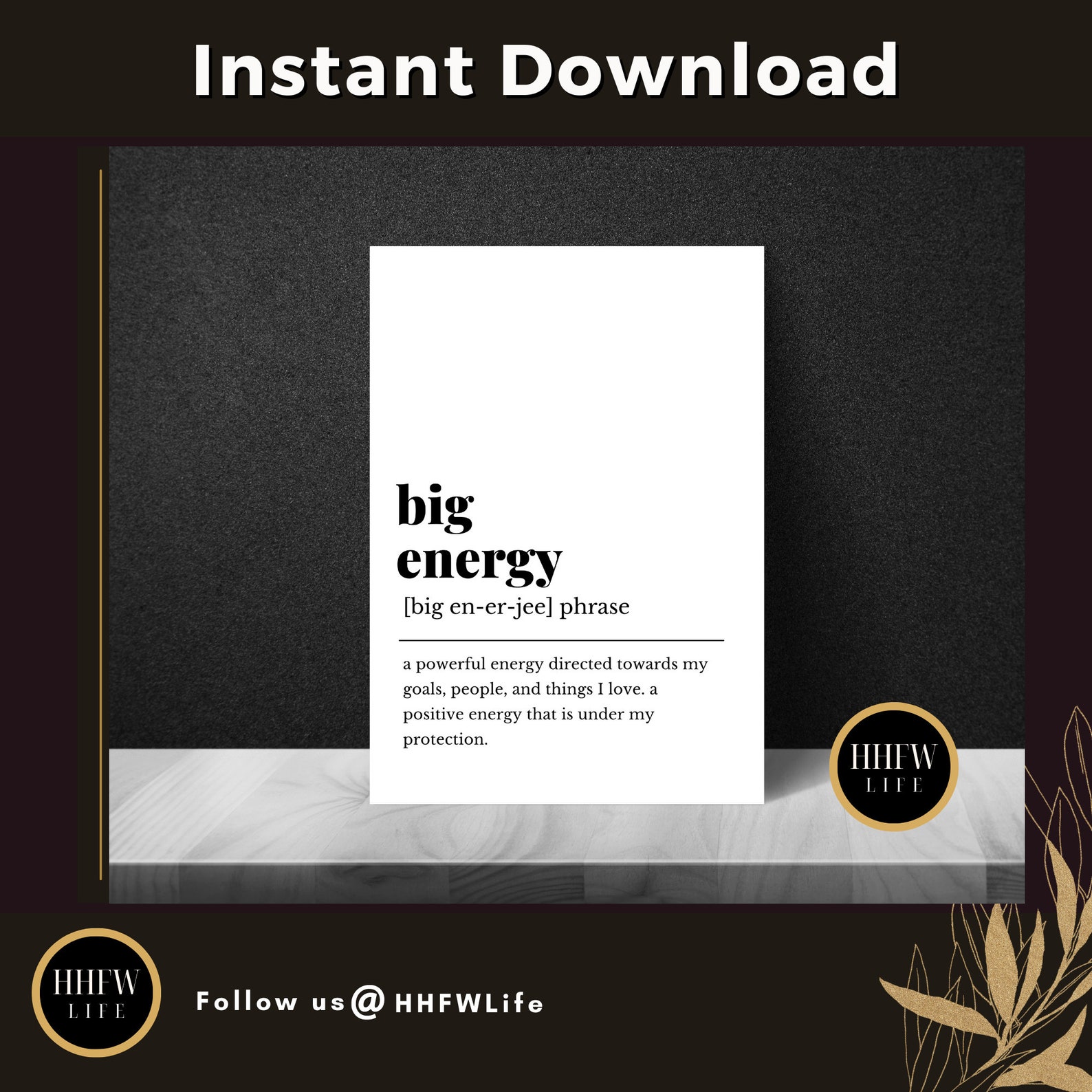 Big Energy Definition Print Quote | Printable Wall Art | Reminder Wall ...