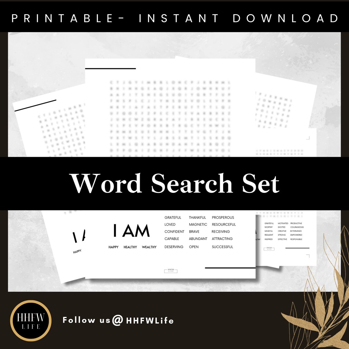 Positive I AM Affirmations Word Search Set | Mindfulness Activity ...
