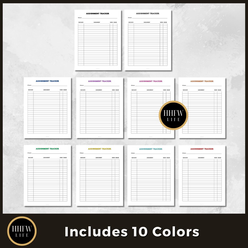 Printable Assignment Tracker for Students | Teens | Homework ...