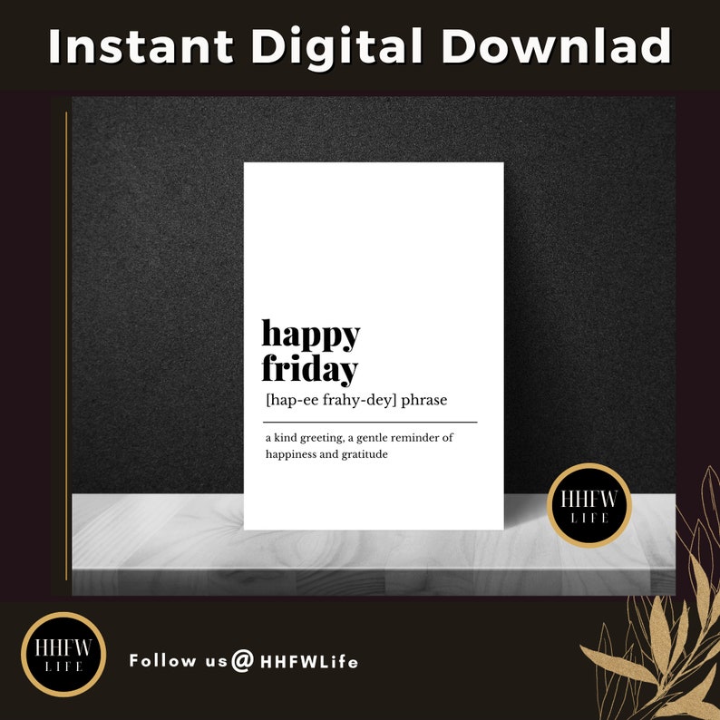 Happy Friday Definition Print Quote Printable Wall Art - Etsy