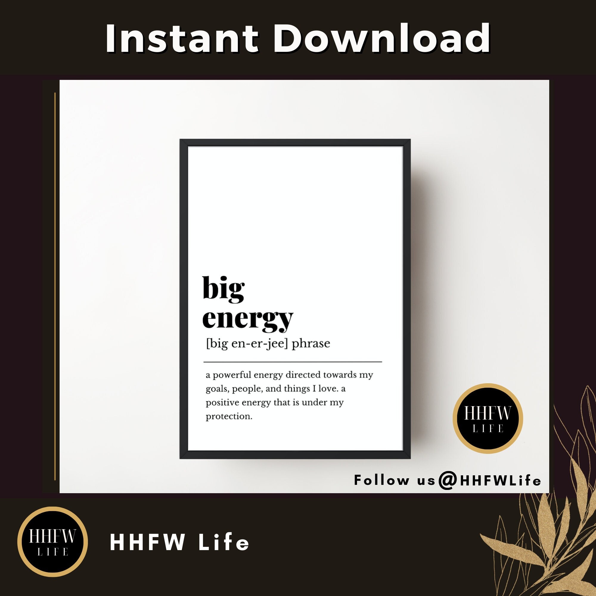 Big Energy Definition Print Quote | Printable Wall Art | Reminder Wall ...