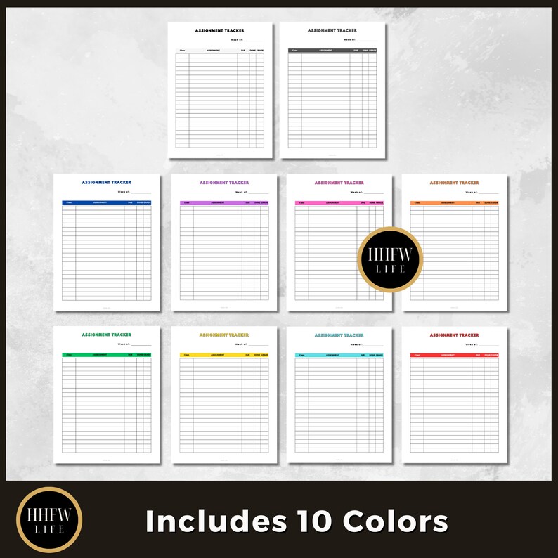 Printable Weekly Assignment Tracker for Students | Teens | Homework ...