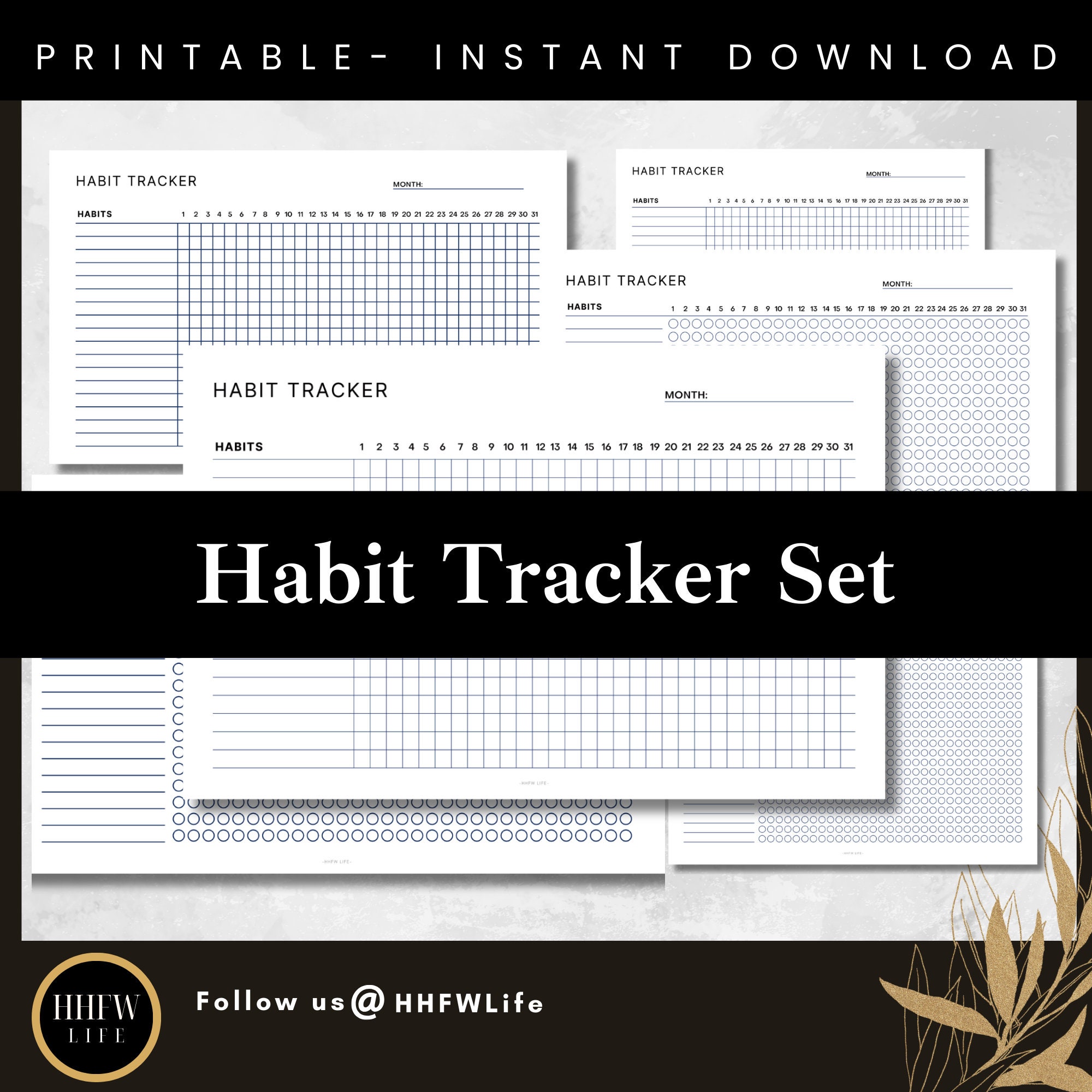 Printable Monthly Habit Tracker Landscape | Routine Tracker Template ...