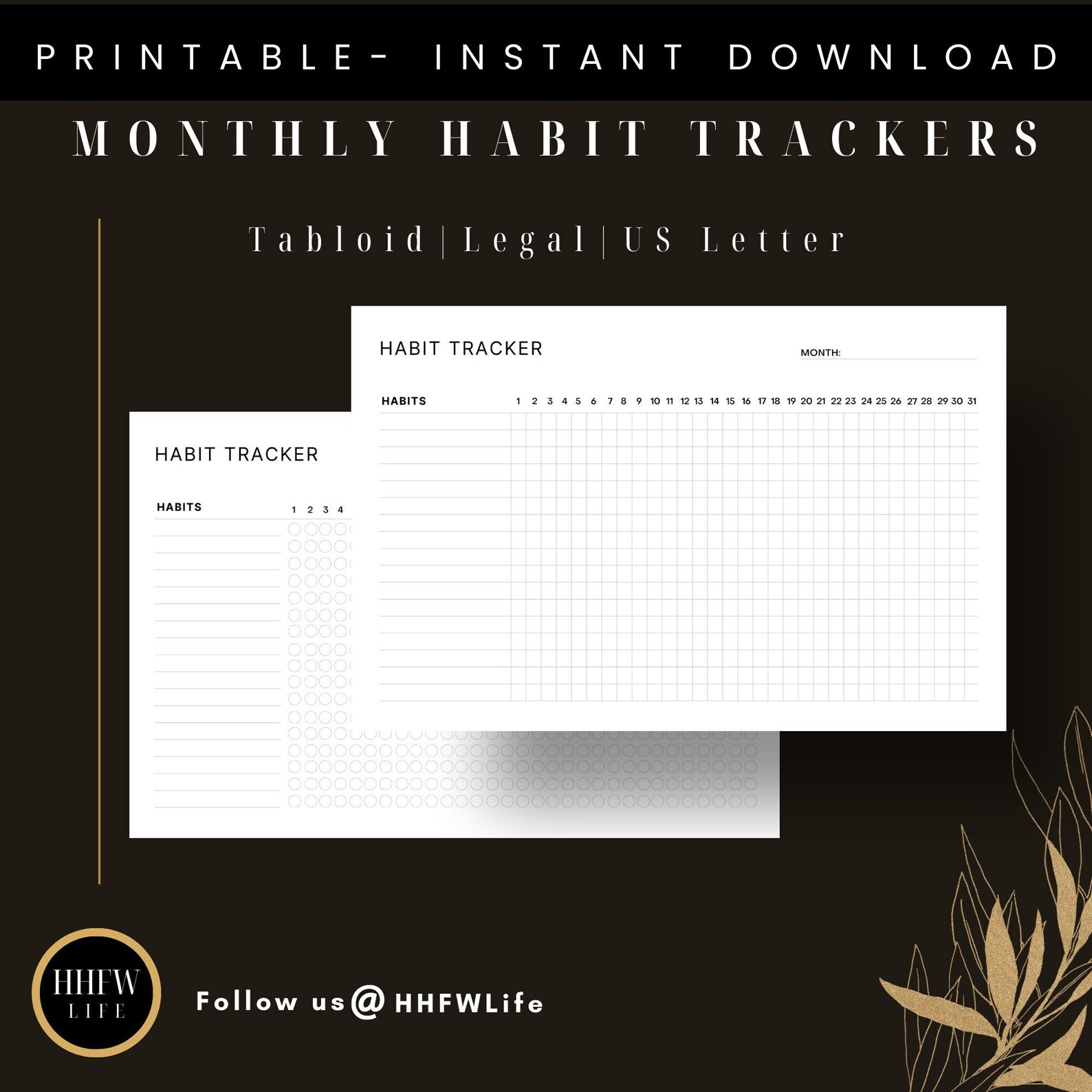 Printable Monthly Habit Tracker Landscape Track Habits Daily - Etsy