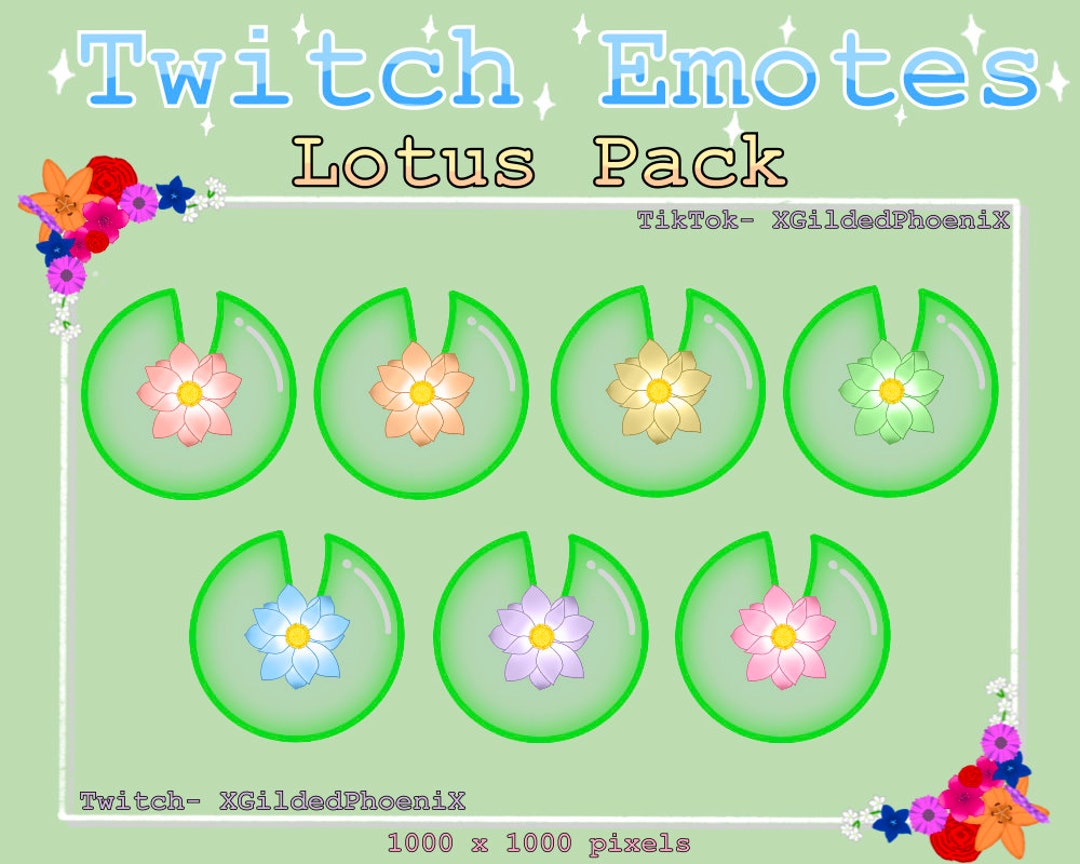 Cute Pastel Multipack Lotus Flower Emotes Sub Badges Twitch Youtube ...