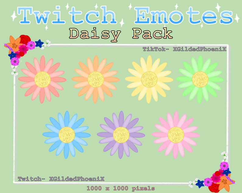 Cute Daisy Multipack Twitch Emotes Sub Badges Youtube Discord Streaming ...