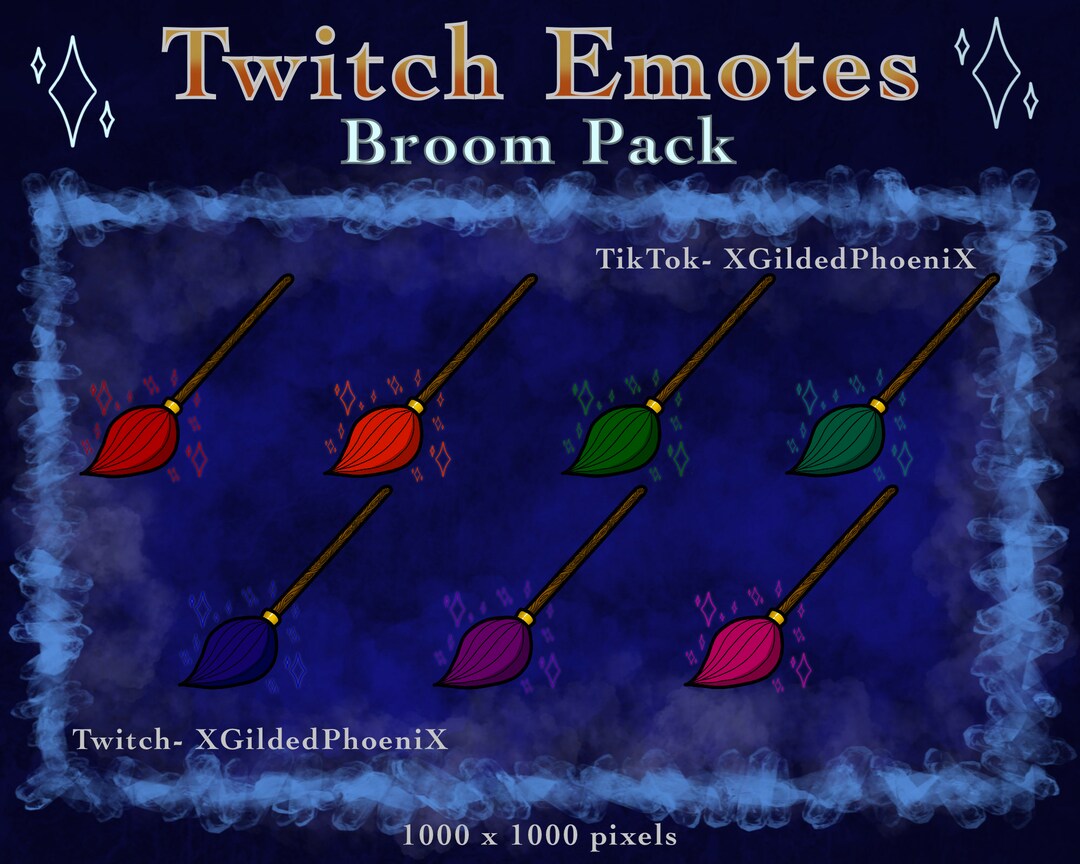 Witch Broom Twitch Emotes Sub Badges Discord Emojis Rainbow Magic Pagan ...