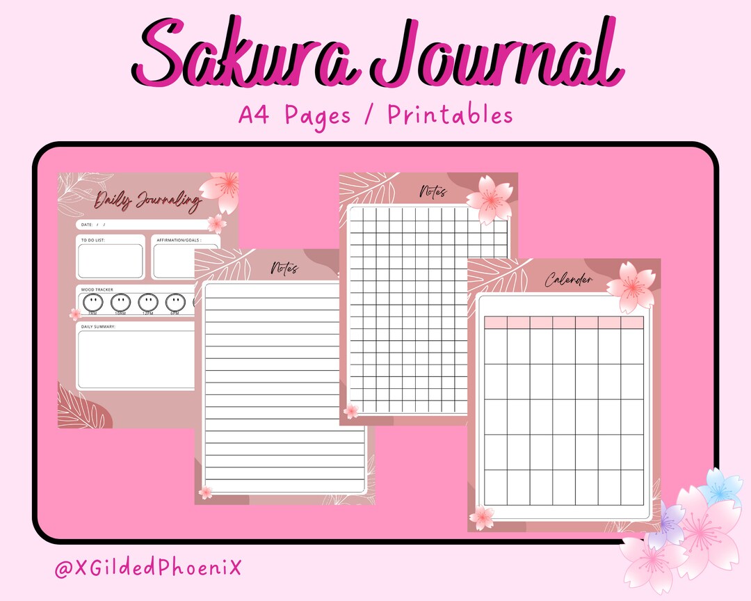 Red Sakura Journal, Back to School, Notes Pages, Flowers, Schedule ...
