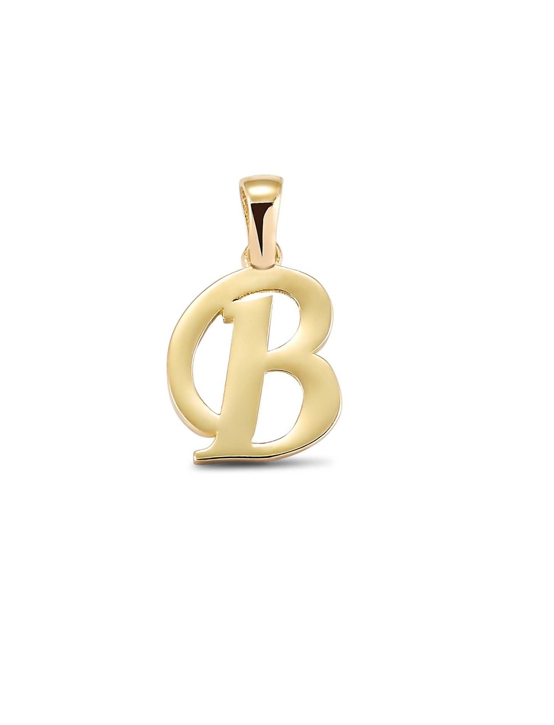 14K Solid Gold Initial Pendants, Tiny Gold B Letter Pendants - Etsy