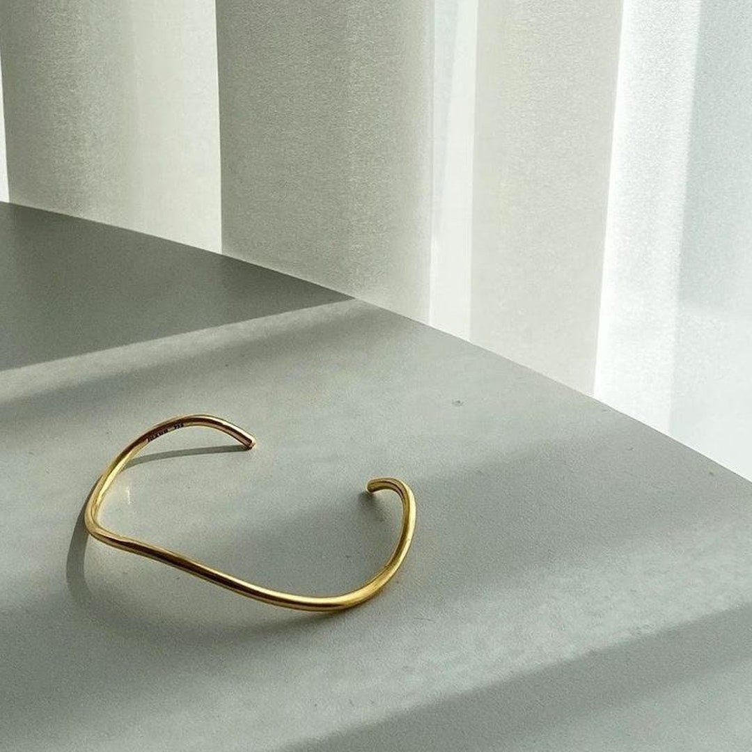ANNABEL Gold Silver Classic Wave Cuff Kid Bangle Simple Boho - Etsy