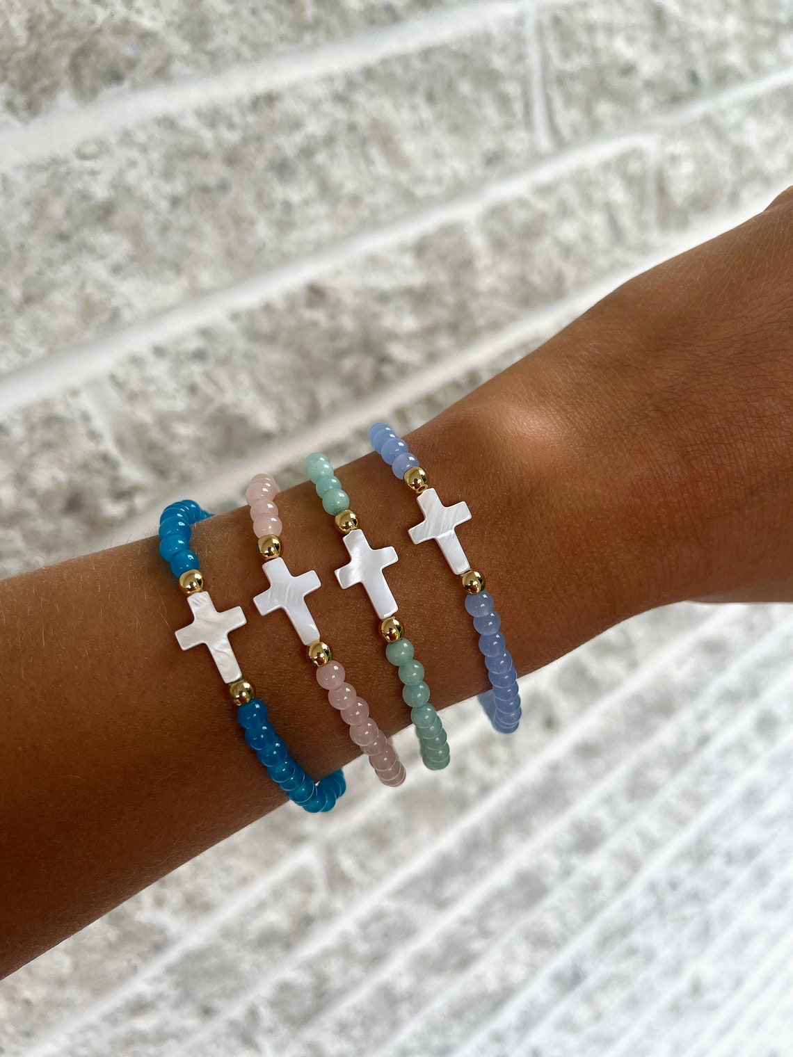 Cross Beaded Bracelet, Cross Bracelet, Sideway Cross Bracelet, Beaded Bracelet, Gift for Her ...