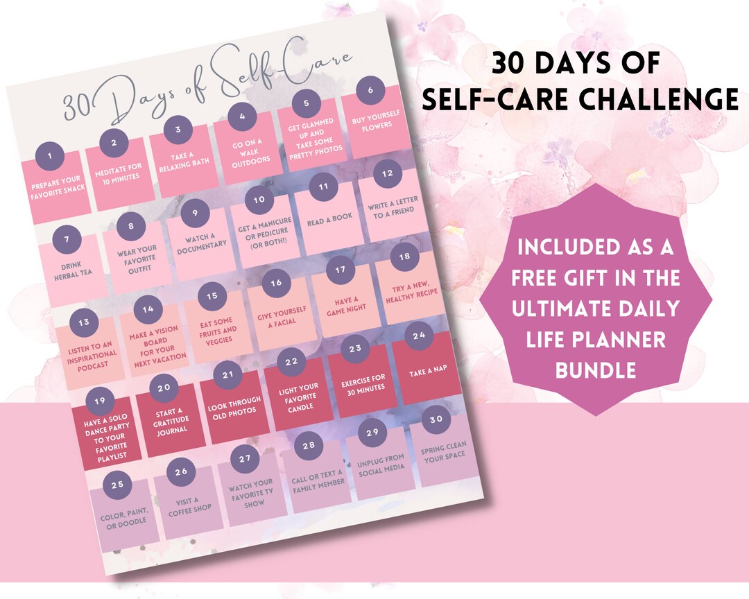 Self-care Poster 30 Days of Self-care Planner Printable Minimalist ...