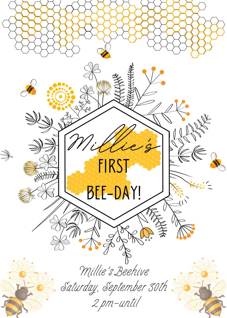 First Bee Day Invitation - Etsy