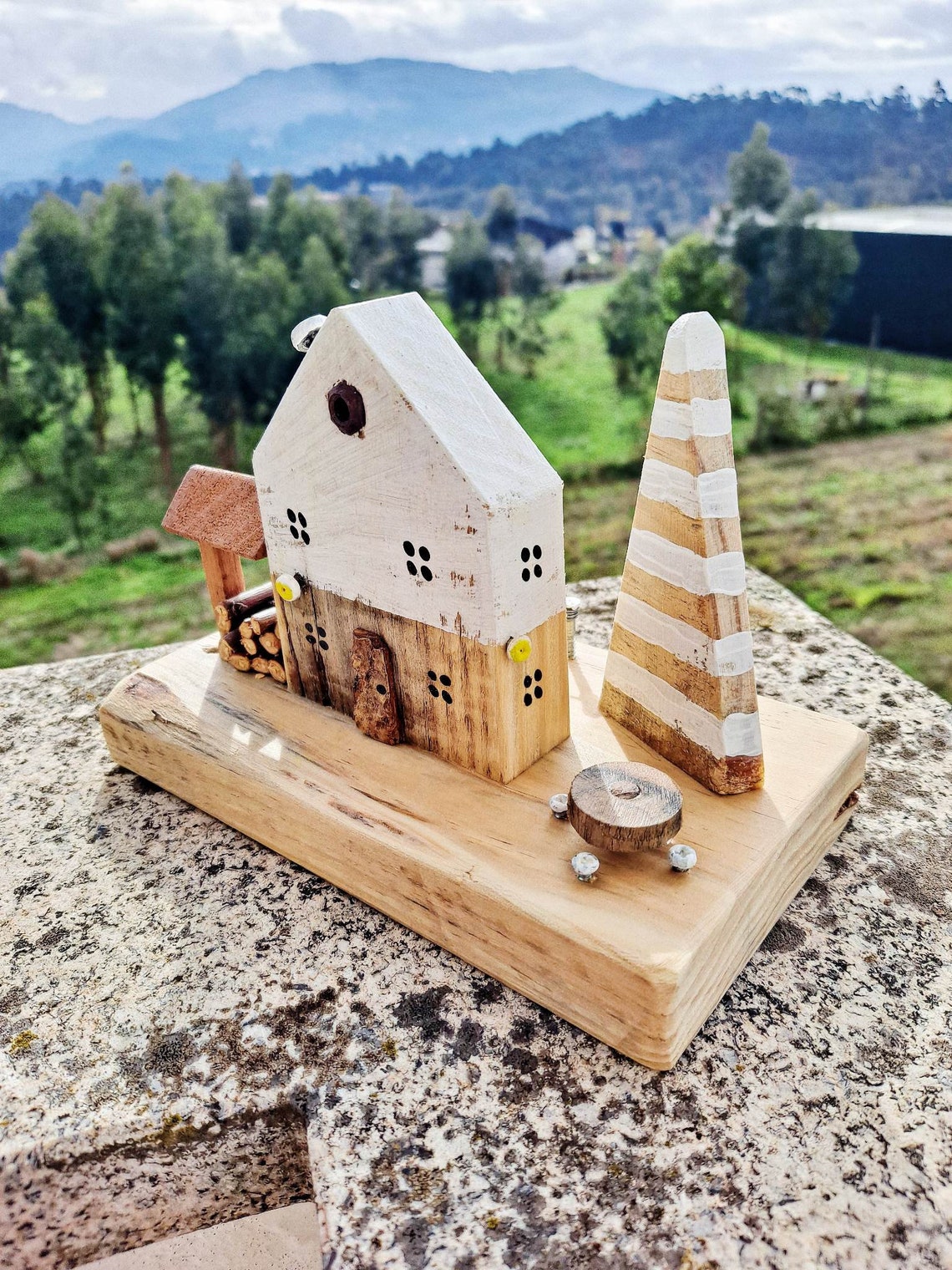 Wooden Town, Primitive Handmade Wooden Houses, Mini Wood Village ...