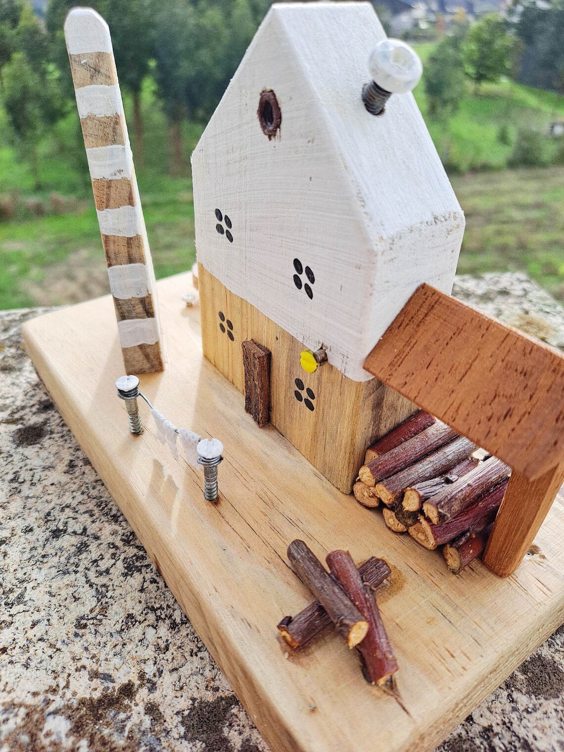 Wooden Town, Primitive Handmade Wooden Houses, Mini Wood Village ...