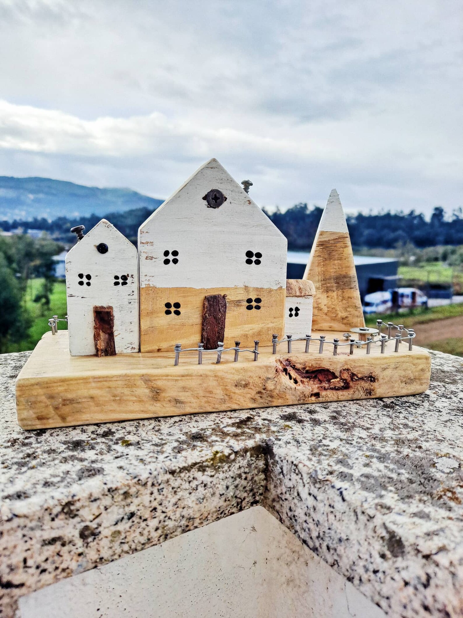 Wooden Town, Primitive Handmade Wooden Houses, Mini Wood Village ...
